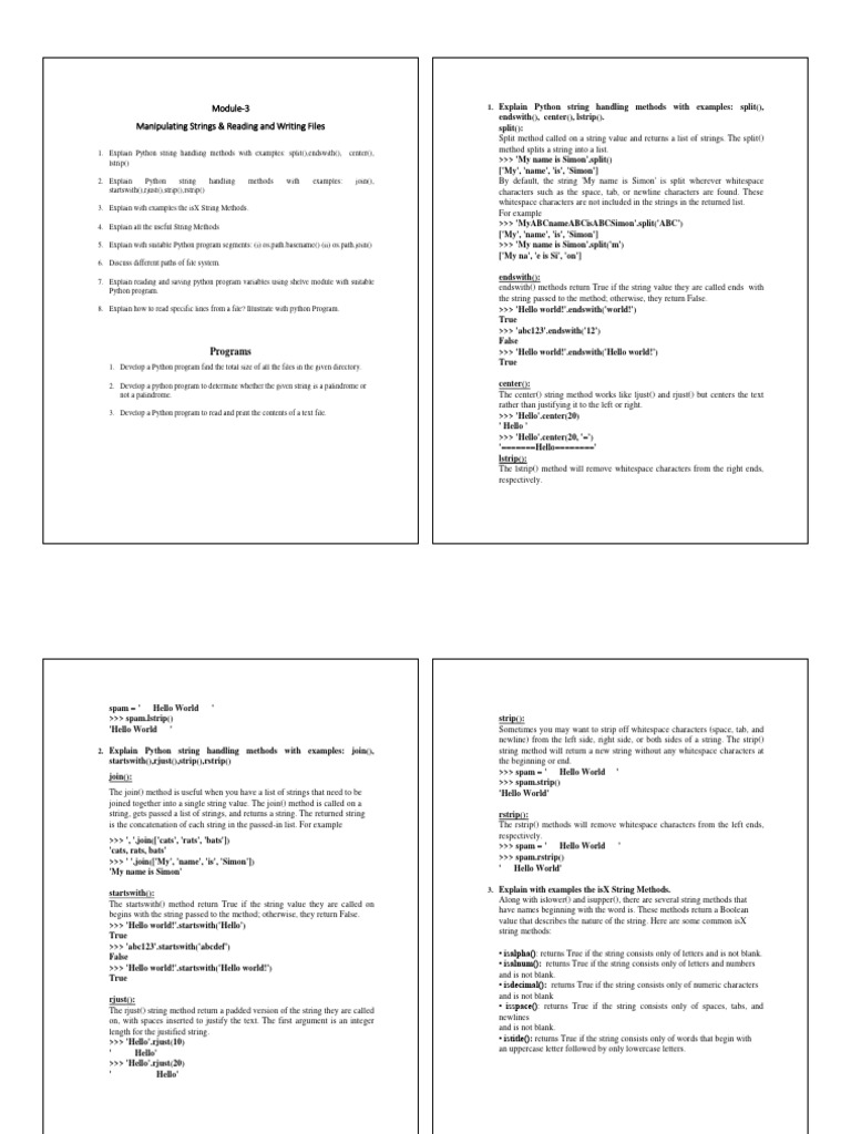 Python String Methods & File Handling Guide | PDF | Computer File ...