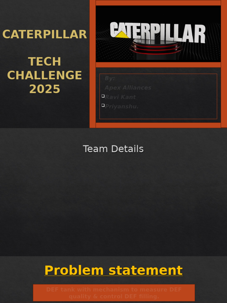 Caterpillar Tech Challenge 2025: By: Apex Alliances Ravi Kant Priyanshu | PDF | Exhaust Gas | N Ox