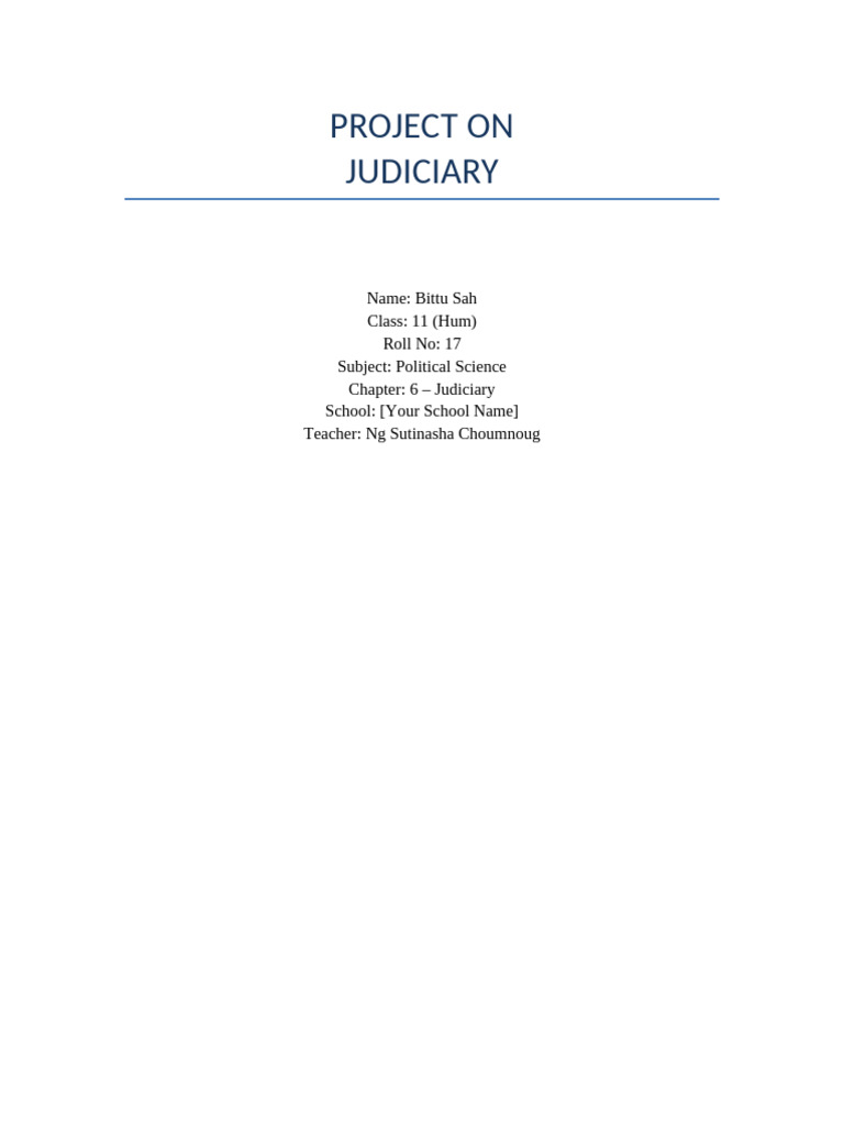 Class 11 Political Science Chapter 6 Judiciary Project | PDF ...