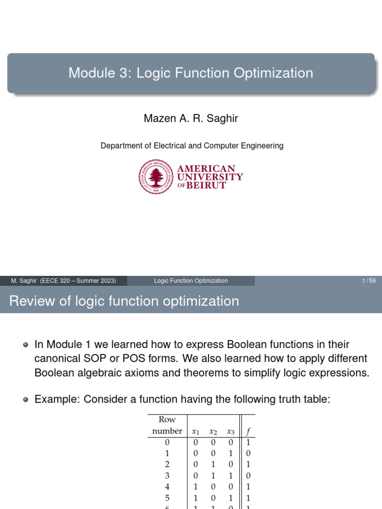 m3 Logic Function Optimization | PDF | Mathematics | Mathematical Logic