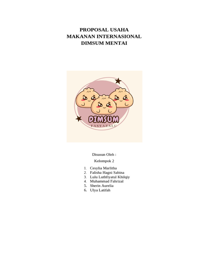 Proposal Usaha Dimsum Mentai | PDF