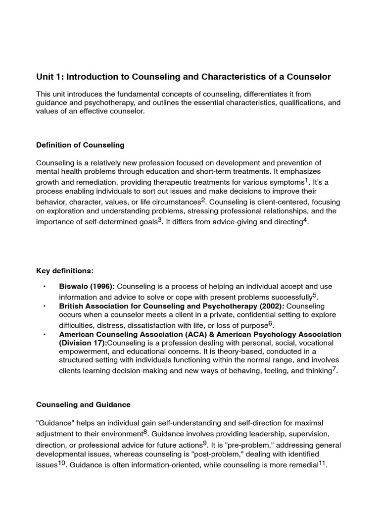 Counseling Overview and Key Traits | PDF | Psychoanalysis | Psychotherapy
