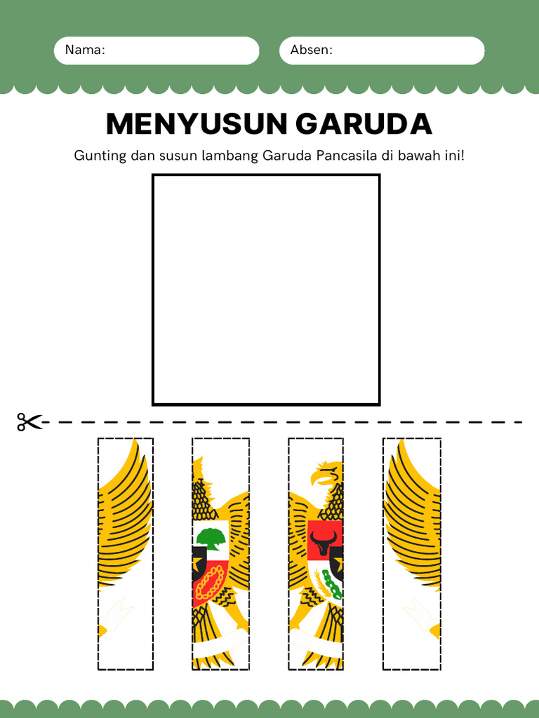 Lembar Kerja Menyusun Lambang Garuda Pancasila Hijau Dan Kuning ...