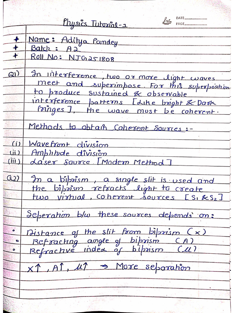 Physics TUT-1 Solution (AP) | PDF
