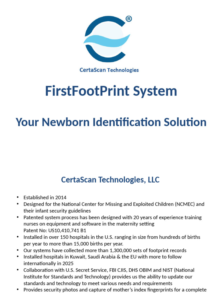CertaScan's FirstFootPrint System Overview | PDF | Electronic Health ...