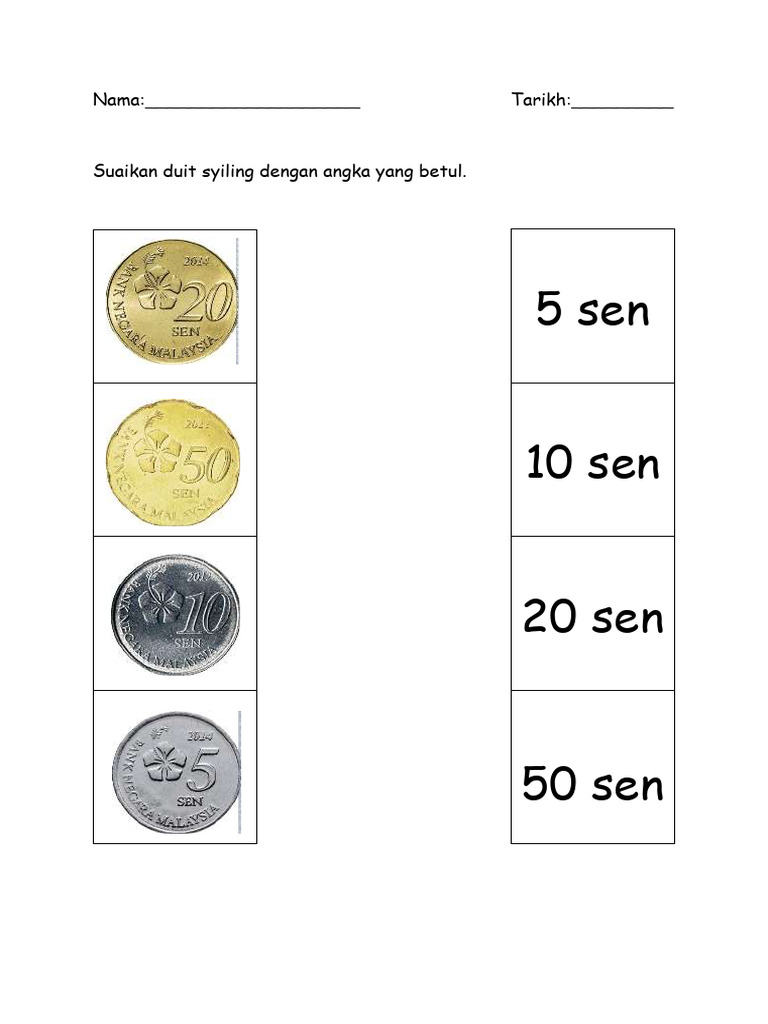 Latihan Kira Duit Syiling | PDF