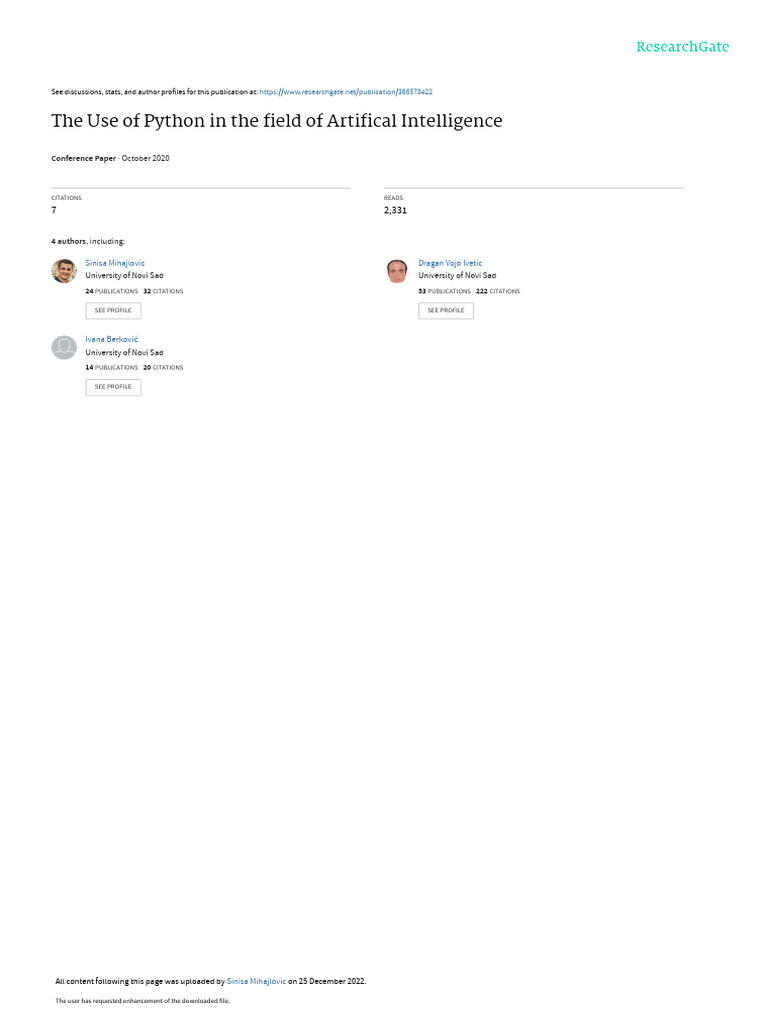 The Use of Python in The Field of Art If I Cal Intelligence | PDF | Python (Programming Language ...