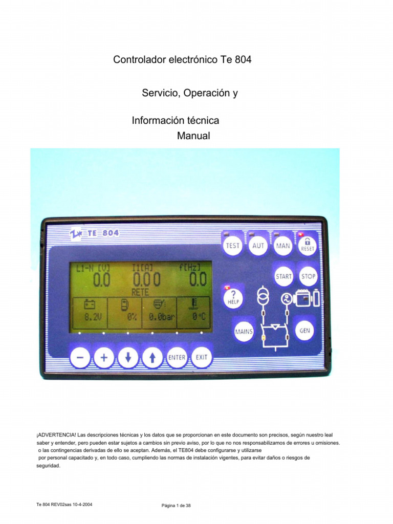 Manual Te 804 Esp | PDF | Ingenieria Eléctrica | Arranque