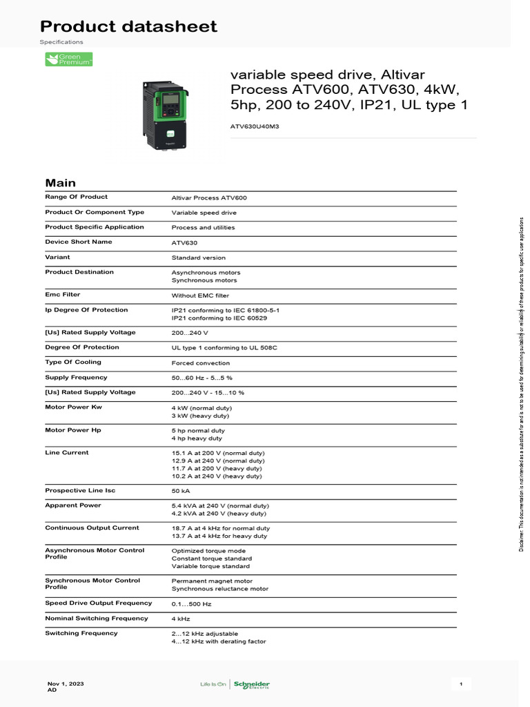 Altivar ATV630 4kW Variable Speed Drive | PDF | Electric Motor | Relay
