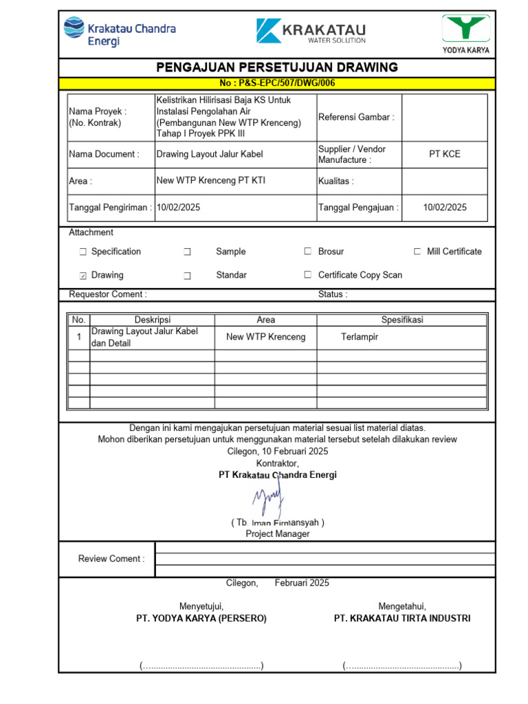 Approval Drawing Layout Galian | PDF