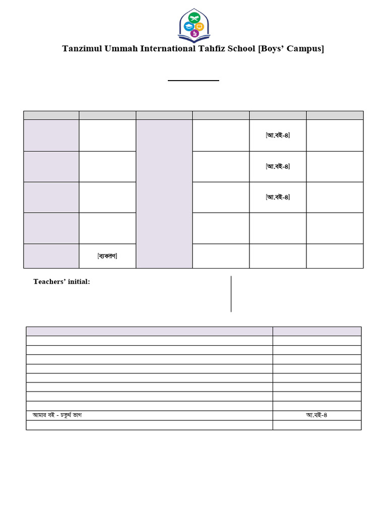 Grade 4 - Red - Class Routine 2025-26 (Boys) - 1 | PDF