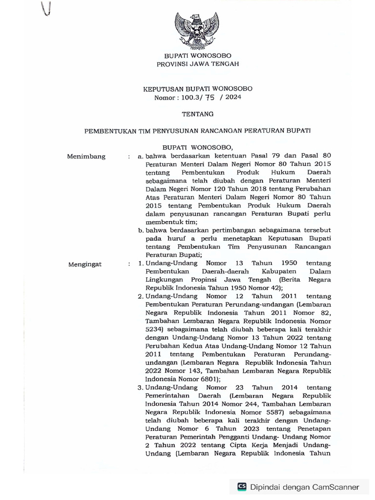 Kabupaten Wonosobo SK Raperbup THR | PDF