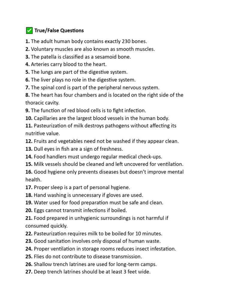 True/False Health and Safety Quiz | PDF | Cardiopulmonary Resuscitation ...