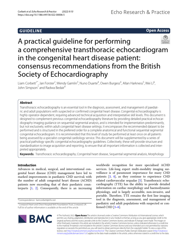 Comprehensive TTE Guidelines for CHD | PDF | Atrium (Heart) | Heart Valve