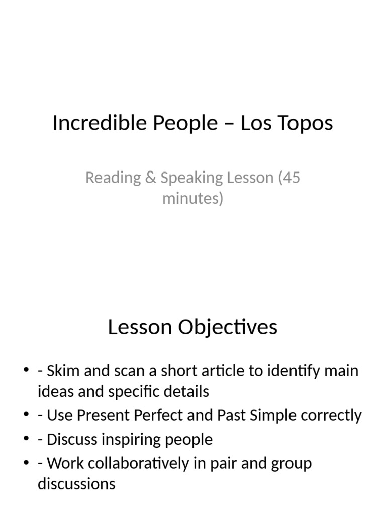 Incredible People Lesson | PDF