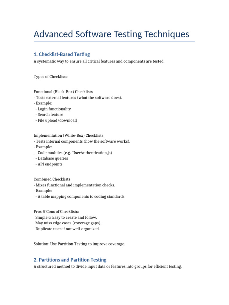 Advanced Software Testing Techniques | PDF | Software Testing ...