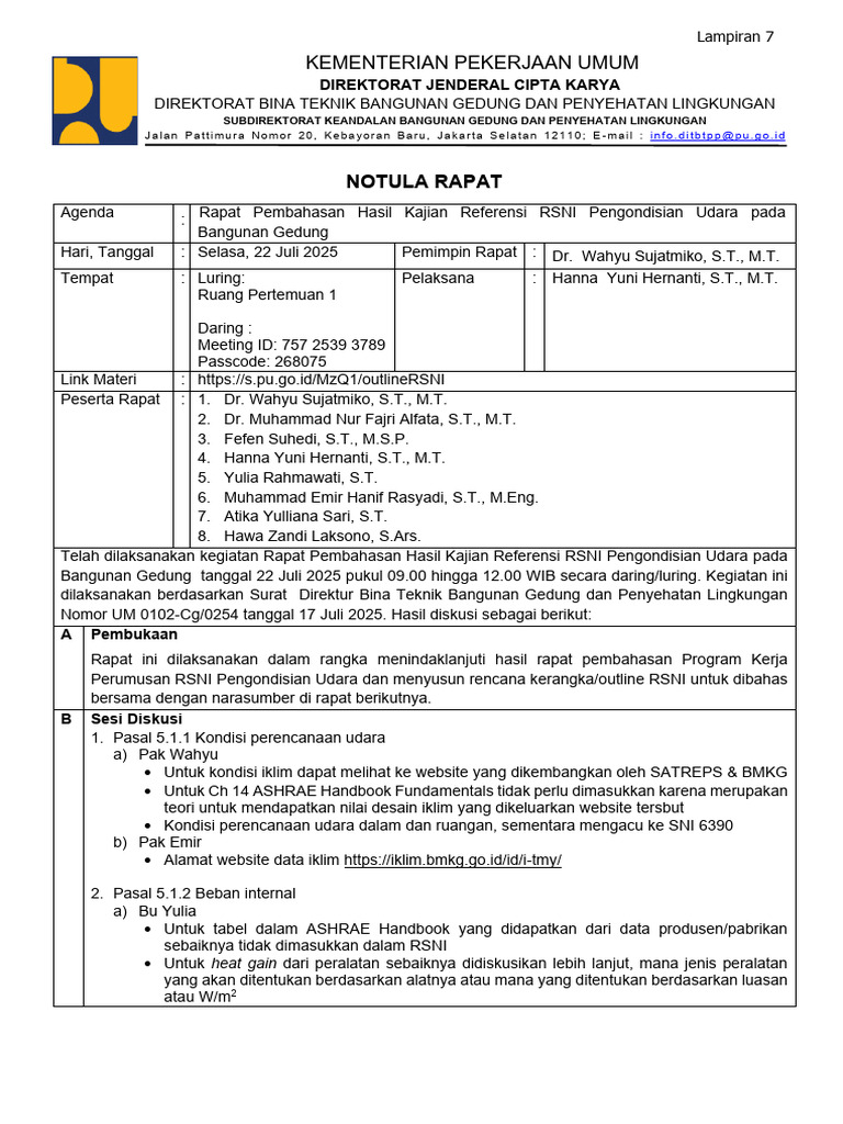 Lampiran 7b. 2025-07-22 Notula Rapat | PDF