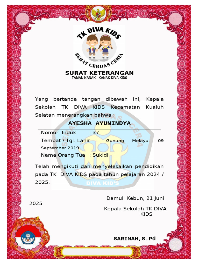 Ijazah TK | PDF