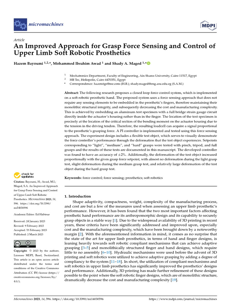 AnImproved Approach For Grasp Force Sensing and Control of | PDF ...