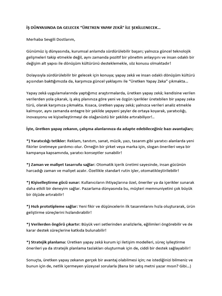 Is Dunyasinda Da Gelecek Uretken Yapay Zeka Ile Sekillenecek... (E-Makale) ARD | PDF