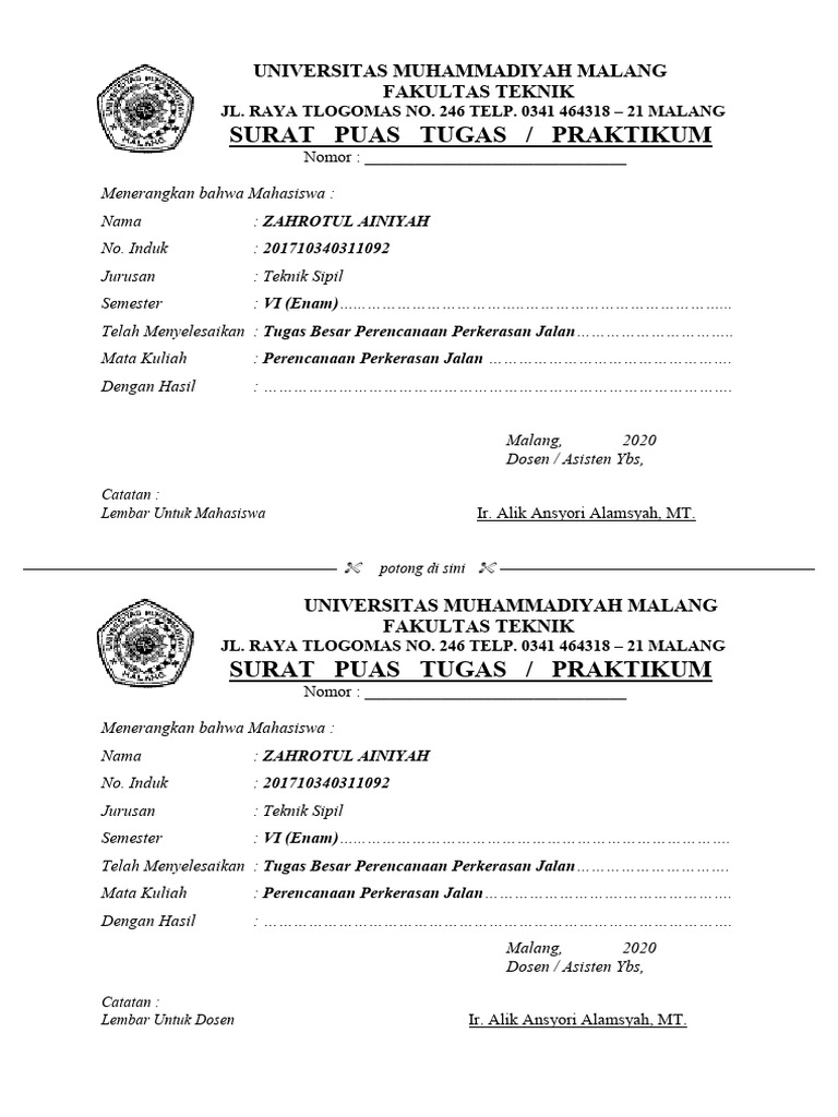 Form Surat Puas Tubes PPJ PDF | PDF