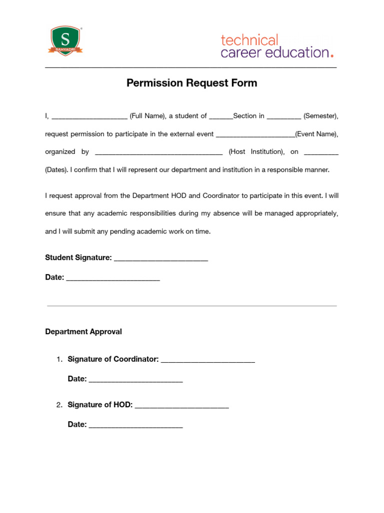 Permission Request for Event Participation | PDF