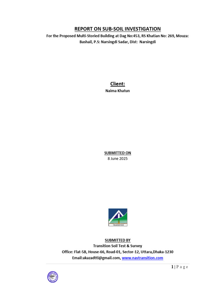 Soil Test Report - Naima Khatun - V1 | PDF | Silt | Geotechnical ...