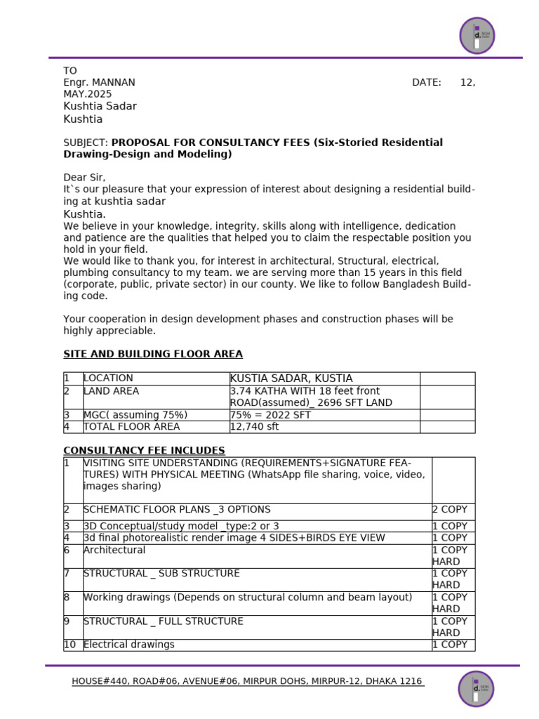 Consultancy Proposal for Residential Design | PDF