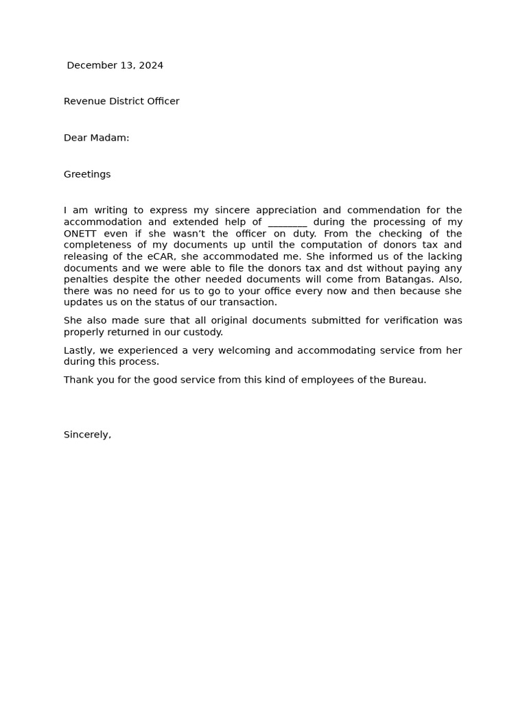 Commendation Letter Sample | PDF