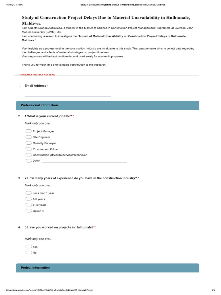 Research Questionnaire - Google Forms | PDF | Procurement | Lean ...