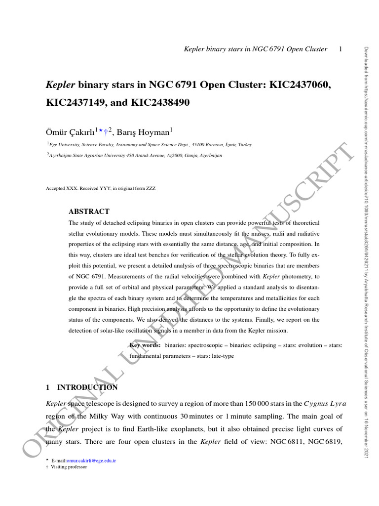Binary Kepler | PDF | Stars | Spectral Line
