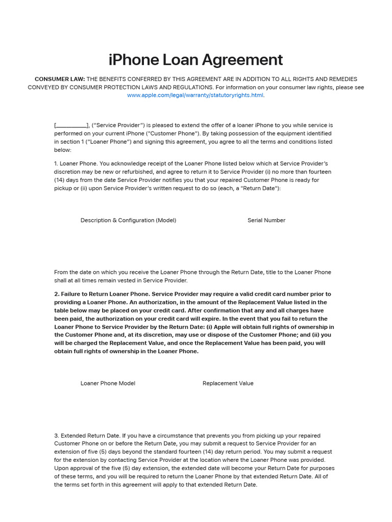 Iphone Loan Agreement | PDF | Legal Liability | Tort
