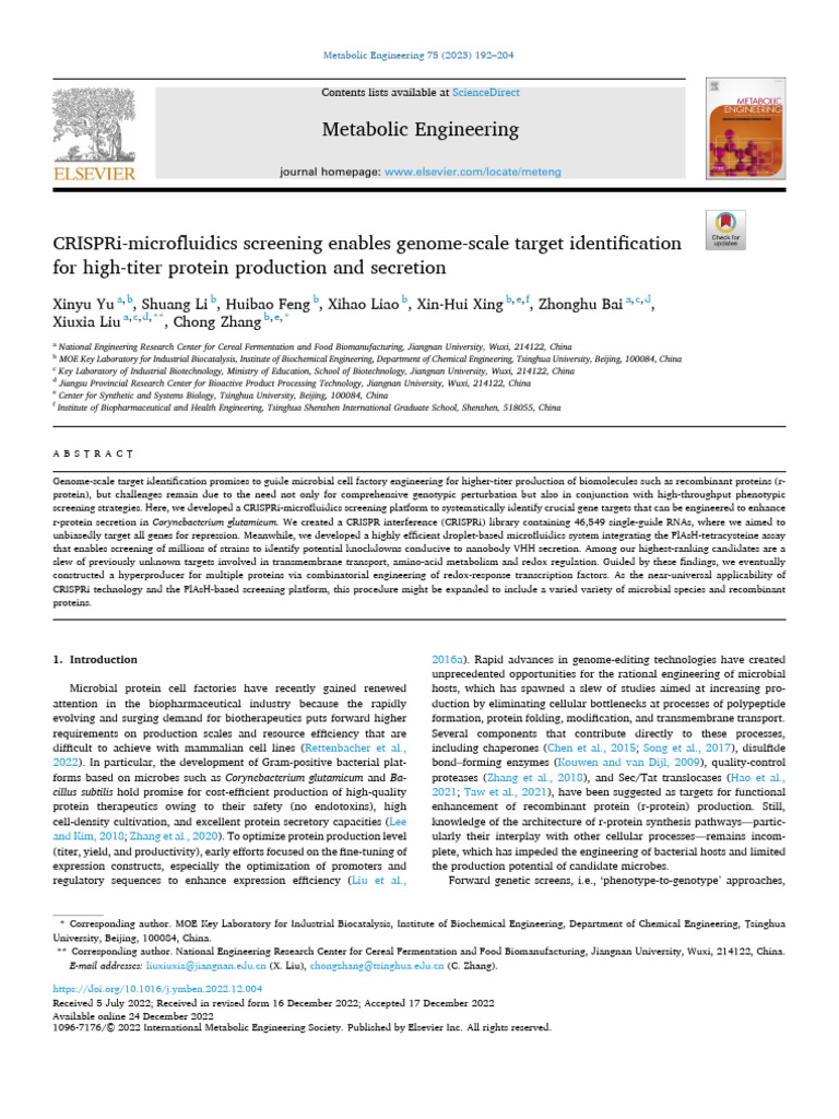 CRISPRi-microfluidics Screening Enables Genome-Scale Target ...