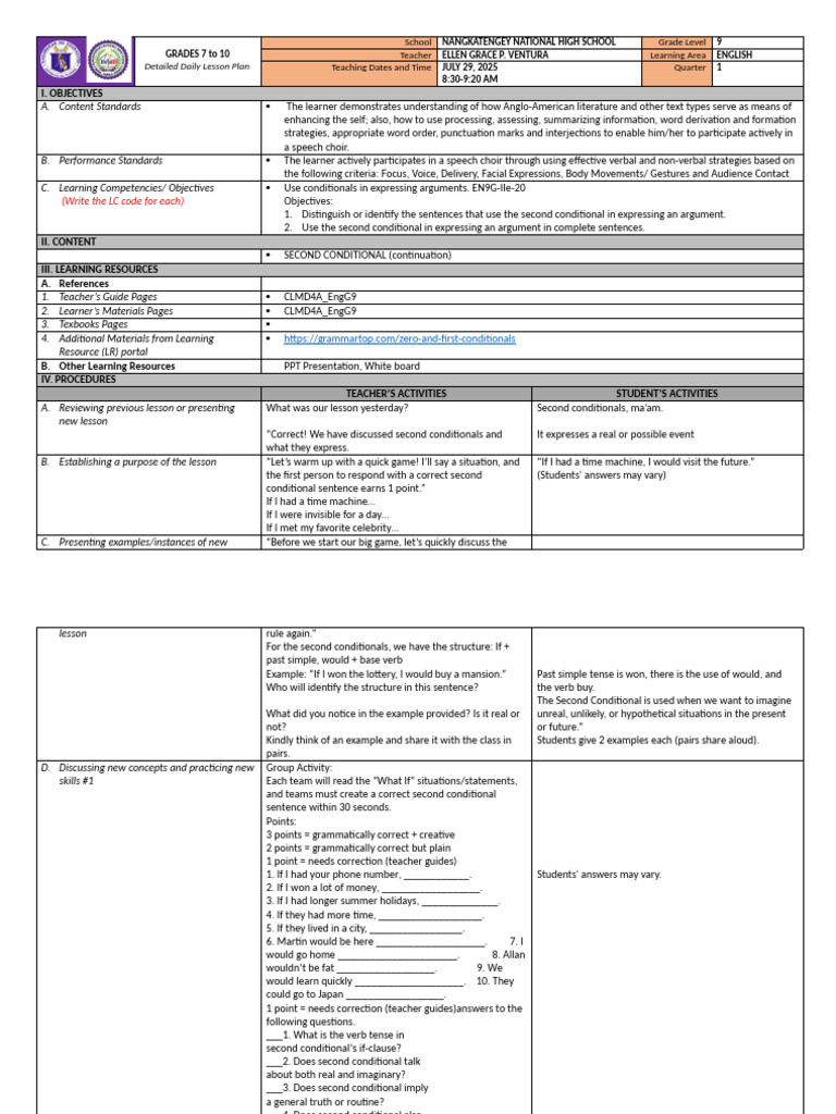 DLP in 2 Conditioanal July 29 | PDF | Learning | Human Communication