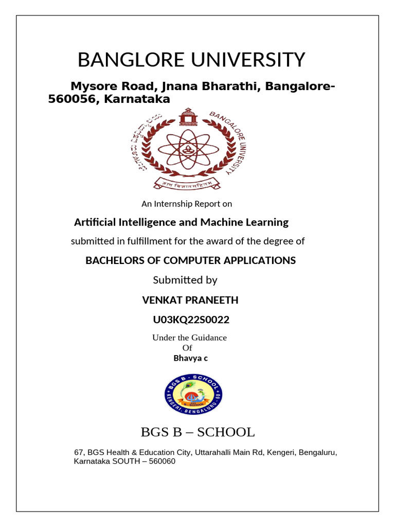 Front Sheet Intership REPORT | PDF | Cognition | Computing