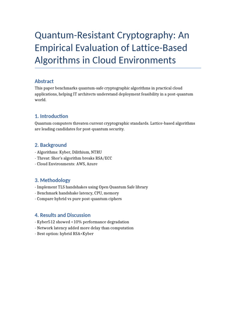 Quantum-Resistant Cryptography An Empirical Evaluation of Lattice-Based ...