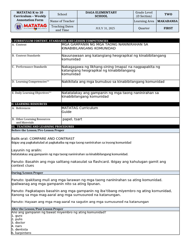 Makabansa Week3 Day1 | PDF