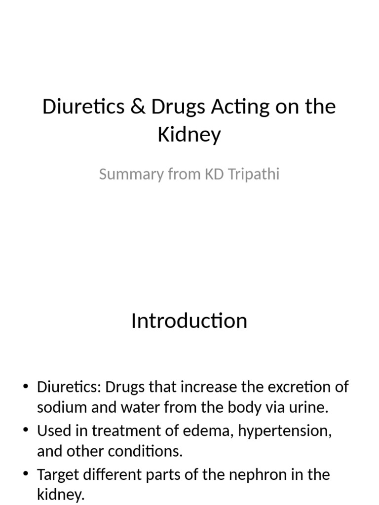Diuretics: Classification and Uses | PDF | Kidney | Medical Specialties