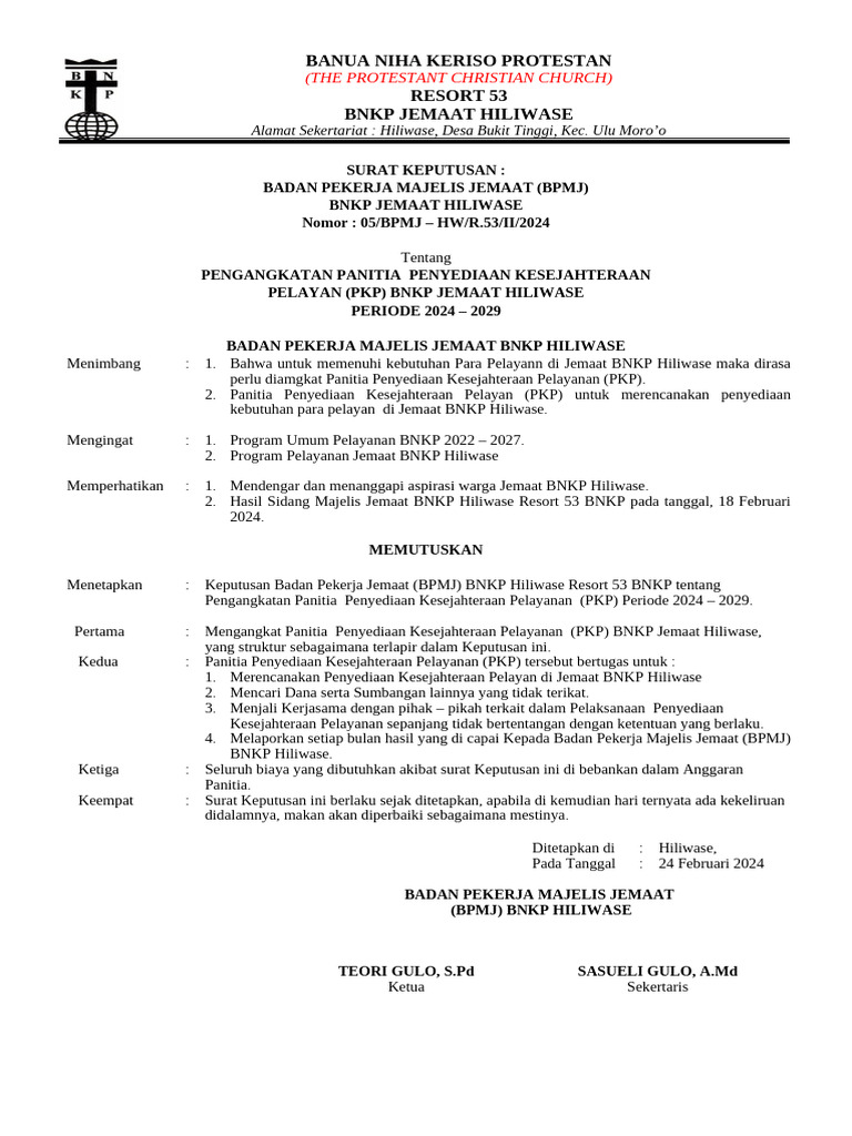 Contoh SK PKP HILIWASE | PDF