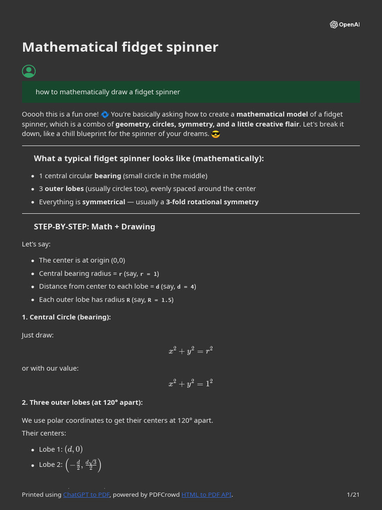 Mathematical Fidget Spinnerq | PDF | Circle | Triangle