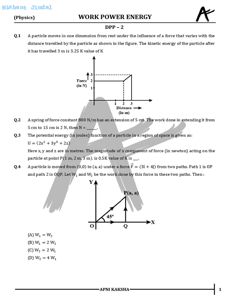 DPP - 02 - Work Power Energy NJ - 247 | PDF | Force | Applied And Interdisciplinary Physics