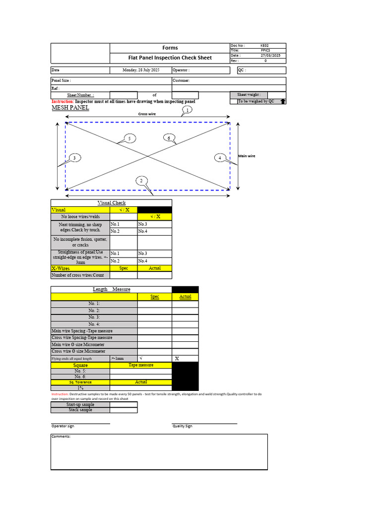 PICS - Flat Panel Check Sheet | PDF | Applied And Interdisciplinary ...