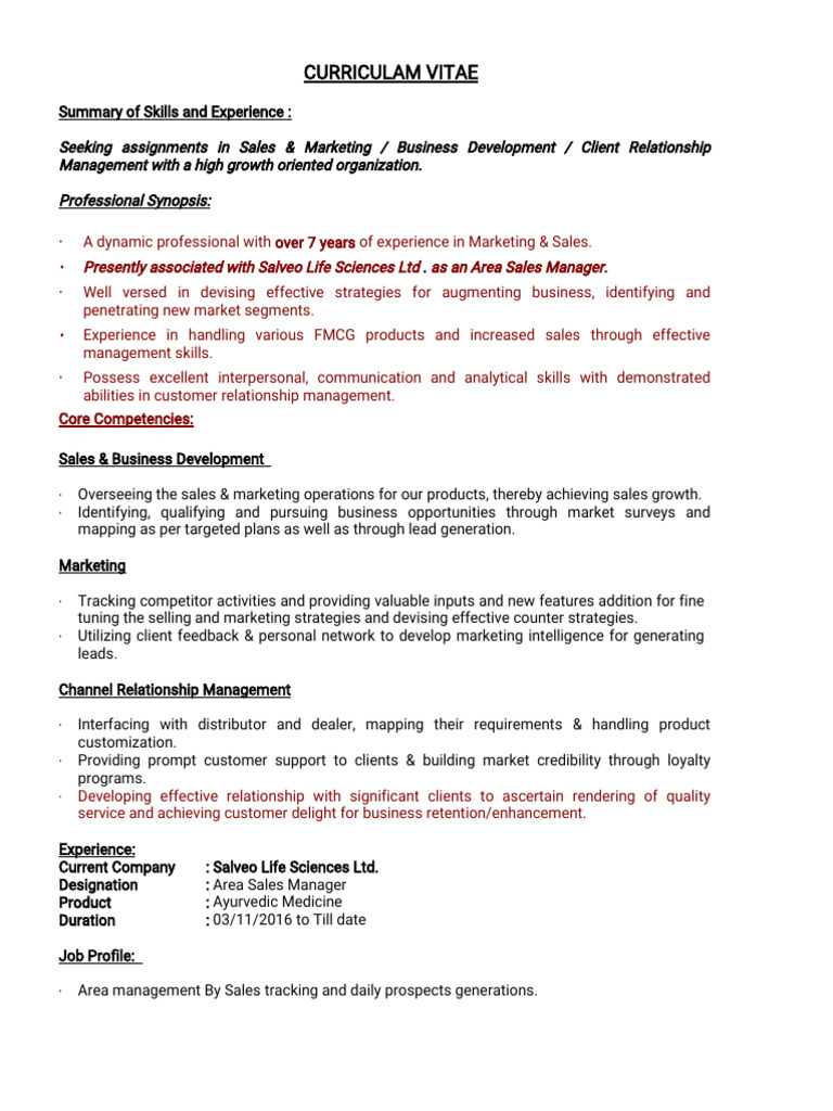 Sales & Marketing CV of Madhurya Kumar | PDF