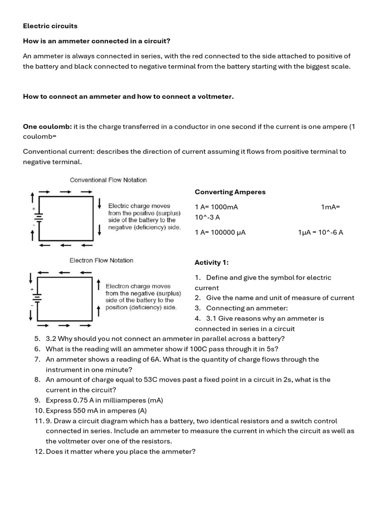 Grade 10 Electric Circuits Guide | PDF | Resistor | Electric Current