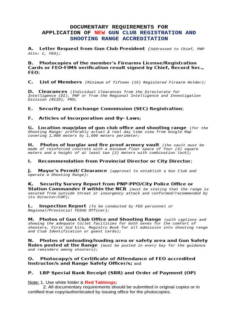 Gun Club Registration Requirements | PDF
