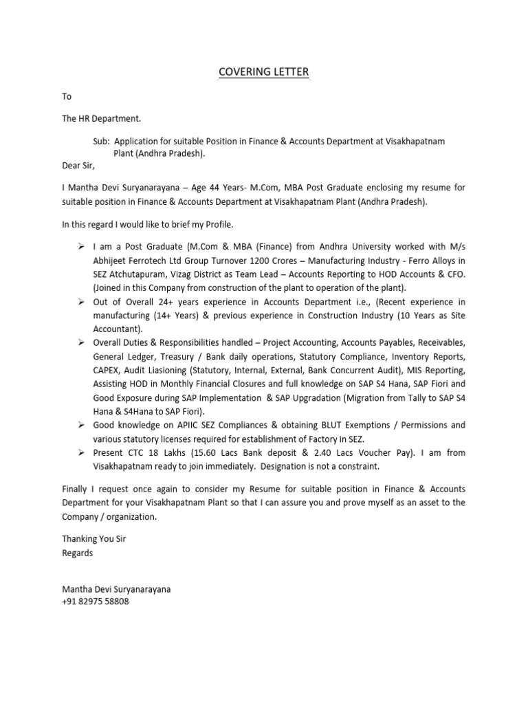 Covering Letter | PDF