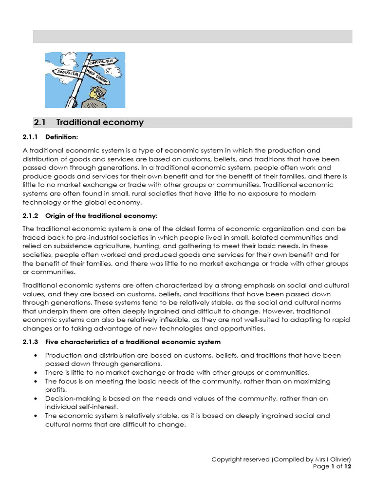 Characteristics of Traditional Economies | PDF | Market Economy ...