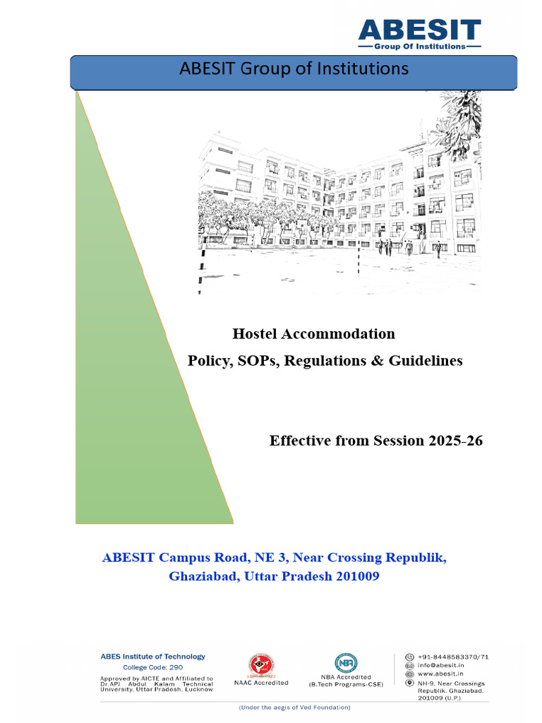 Hostel Accomodation Policy-01.07.2025 Final | PDF | Meal | Restaurants