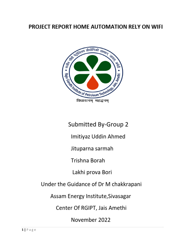 Project Report Home Automation Rely On Wifi | PDF | Microcontroller | Wi Fi