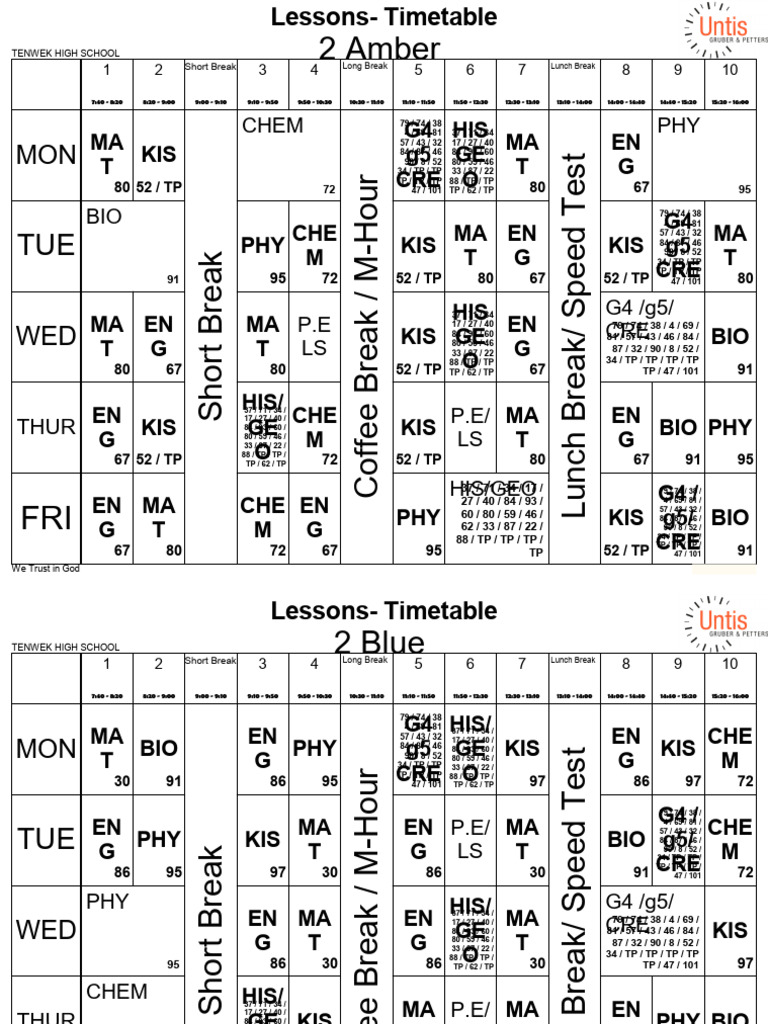 Class - Timetable Term 2 2025 Effective From July 1 | PDF